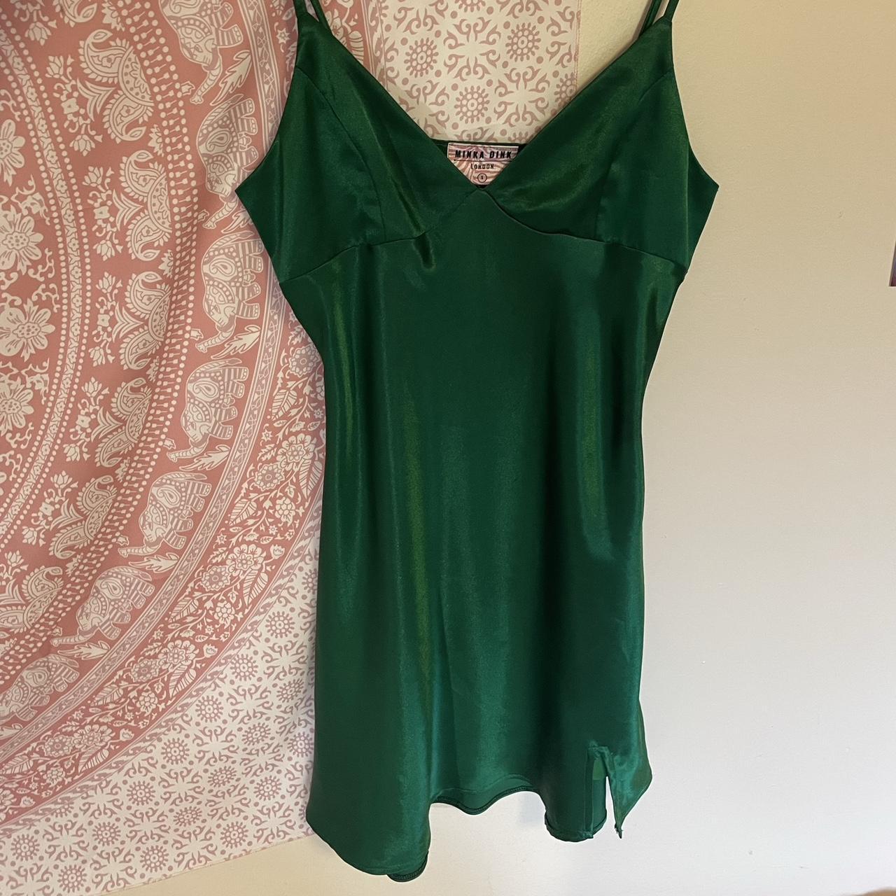 minka dink mini dress satin material dark emerald... | Depop