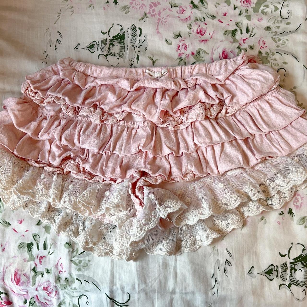 RARE Liz Lisa Blush Pink and Cream Ruffle Shorts ♡... - Depop