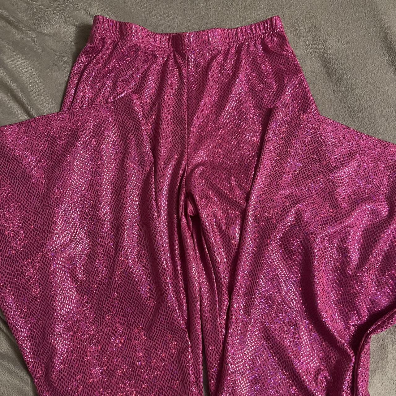 sparkly pink flare pants - Depop