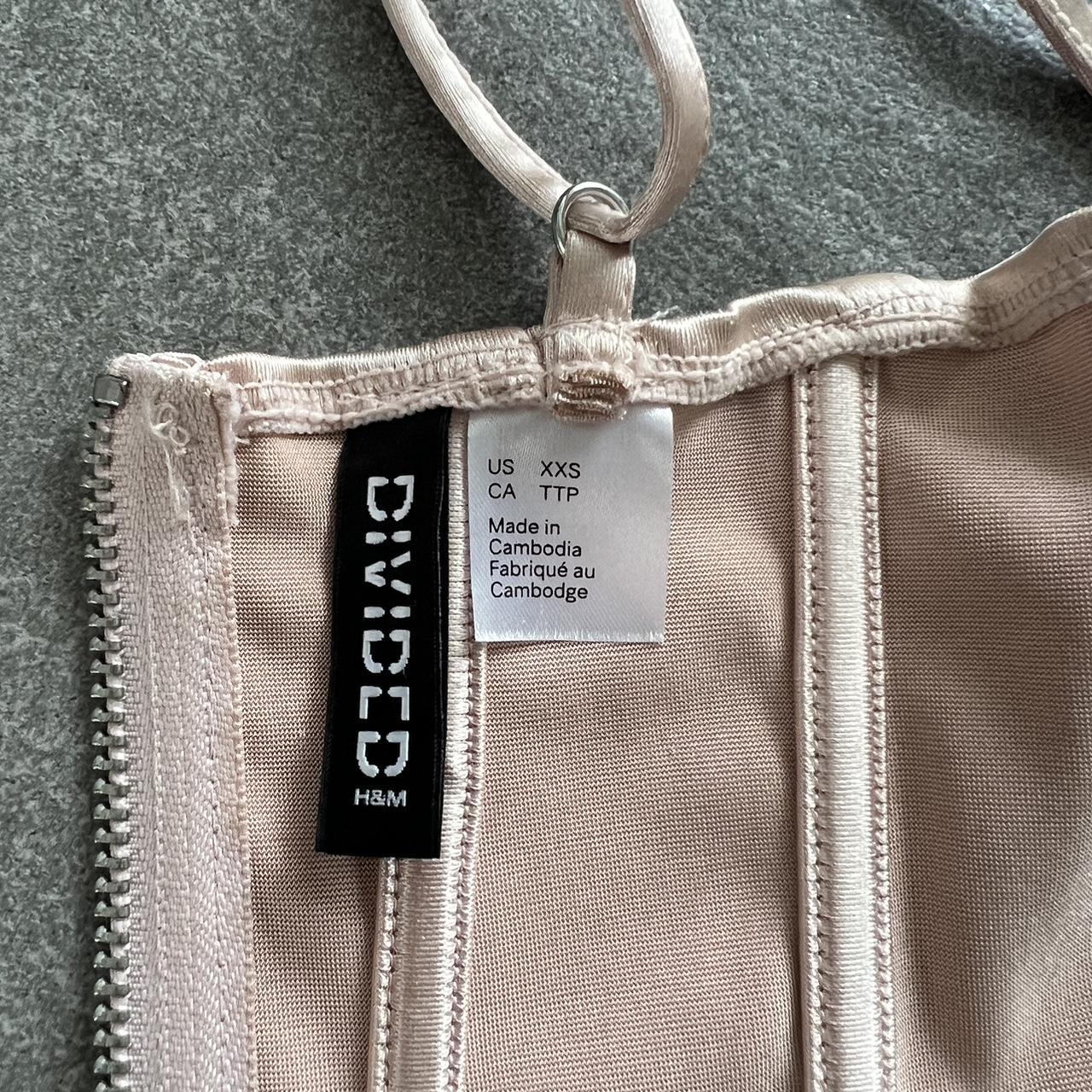 Pink satin H&M corset top Size: xxs #pink #xs... - Depop