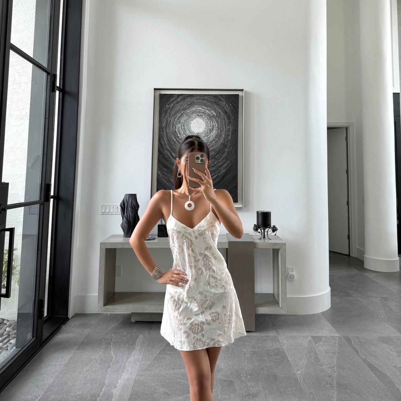 Vintage Victoria secret white sheer lace slip dress... | Depop