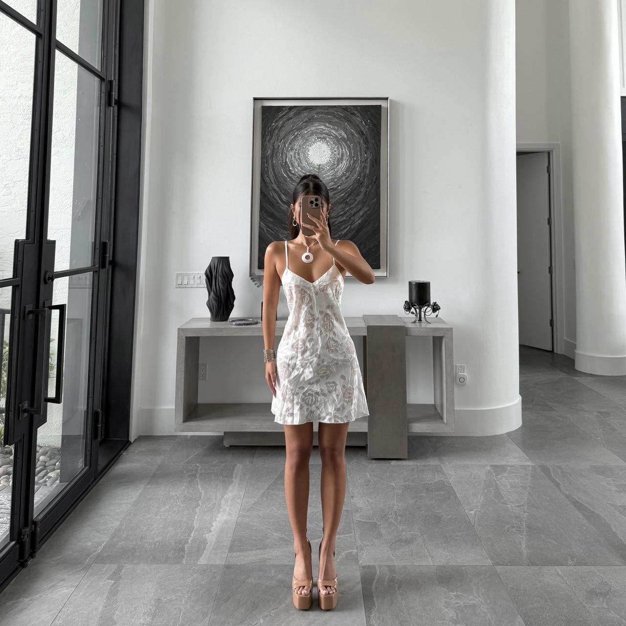 Vintage Victoria secret white sheer lace slip dress... | Depop