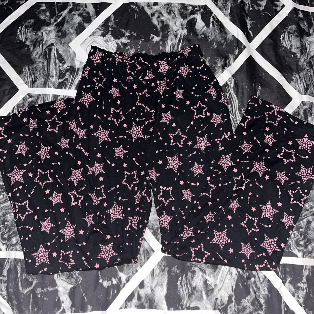 new look black and pink star pyjama set comes with... - Depop