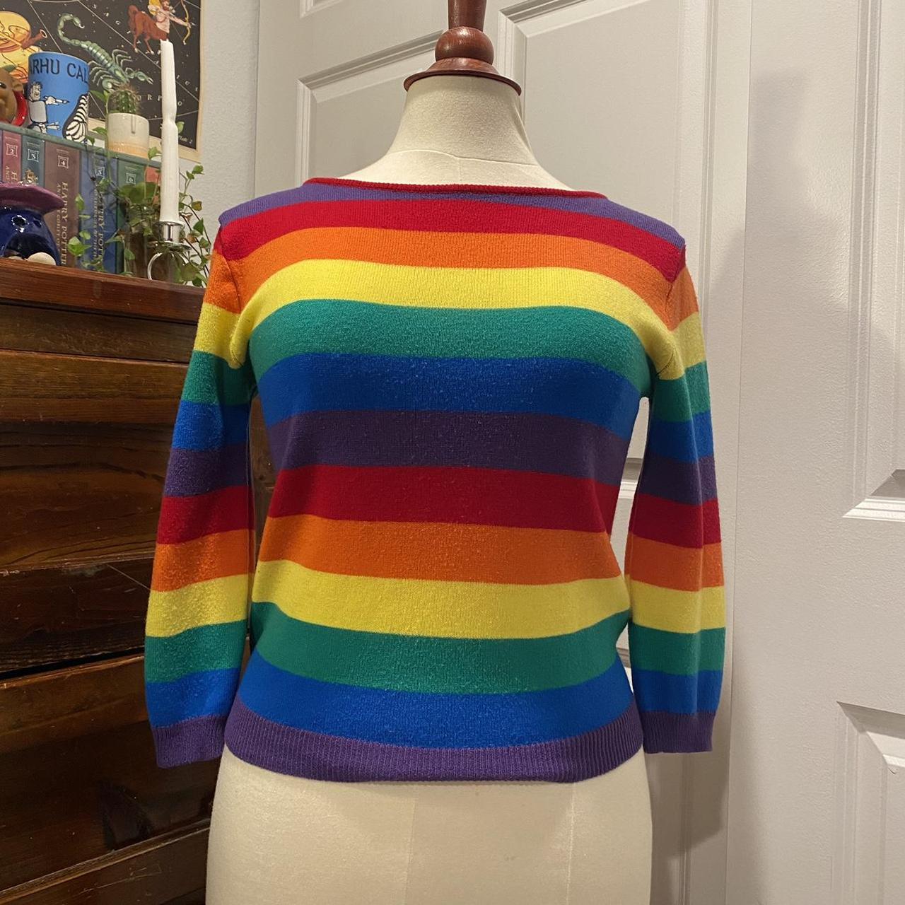 rainbow sweater★彡 super fun, soft sweater that... - Depop