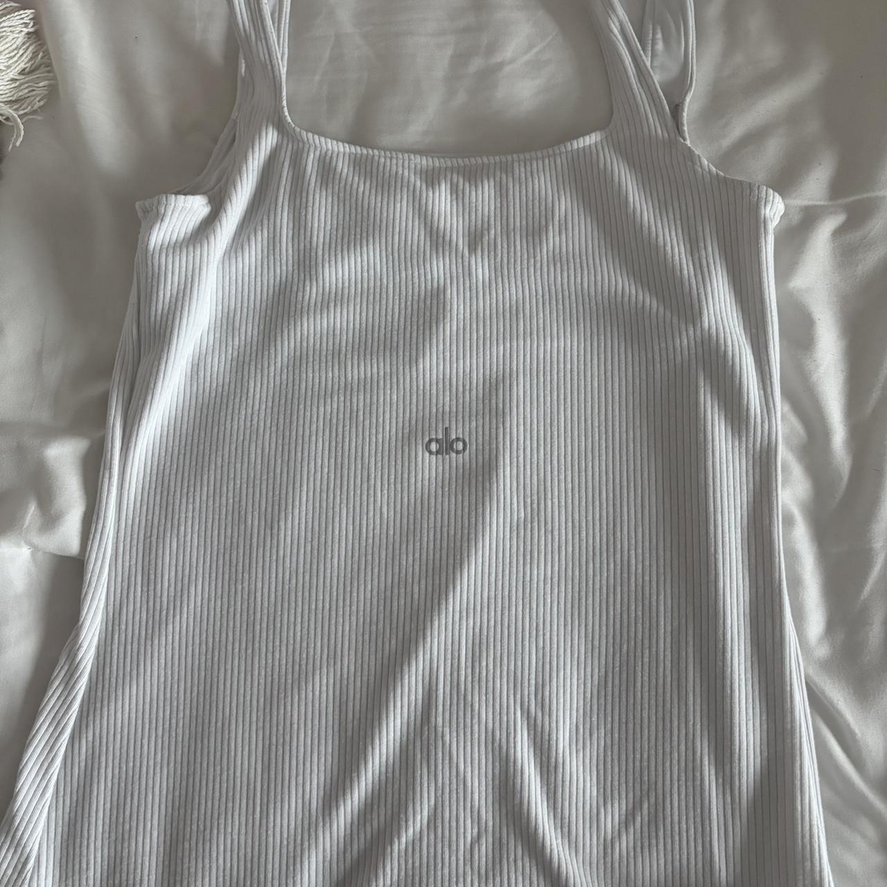 White alo tank top - cut on the built in bra but you... | Depop