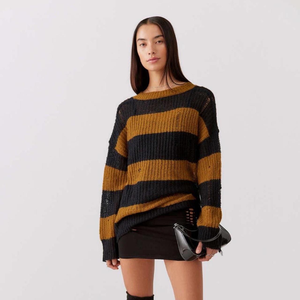 Urban Outfitters distressed oversized sweater Blue... - Depop