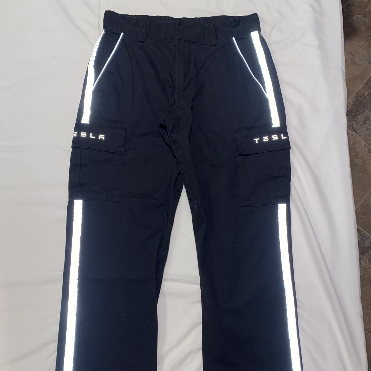reflective Tesla factory cargo work pants. waist:... - Depop