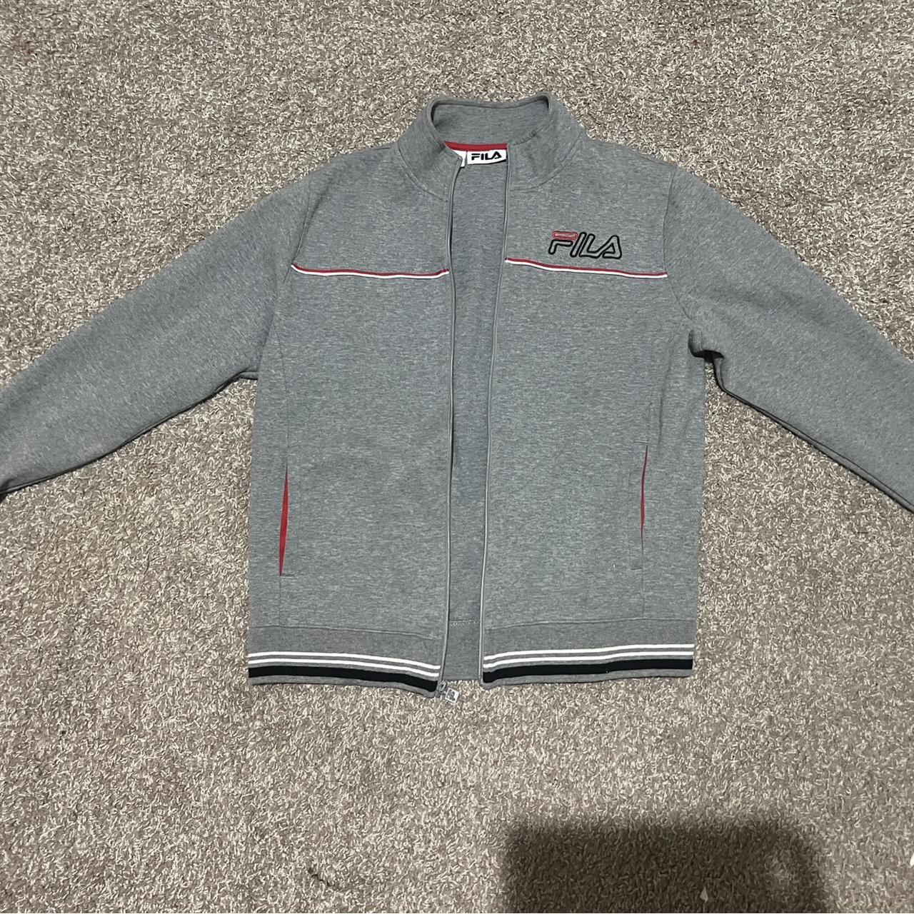Fila Women's Grey and Red Jacket | Depop