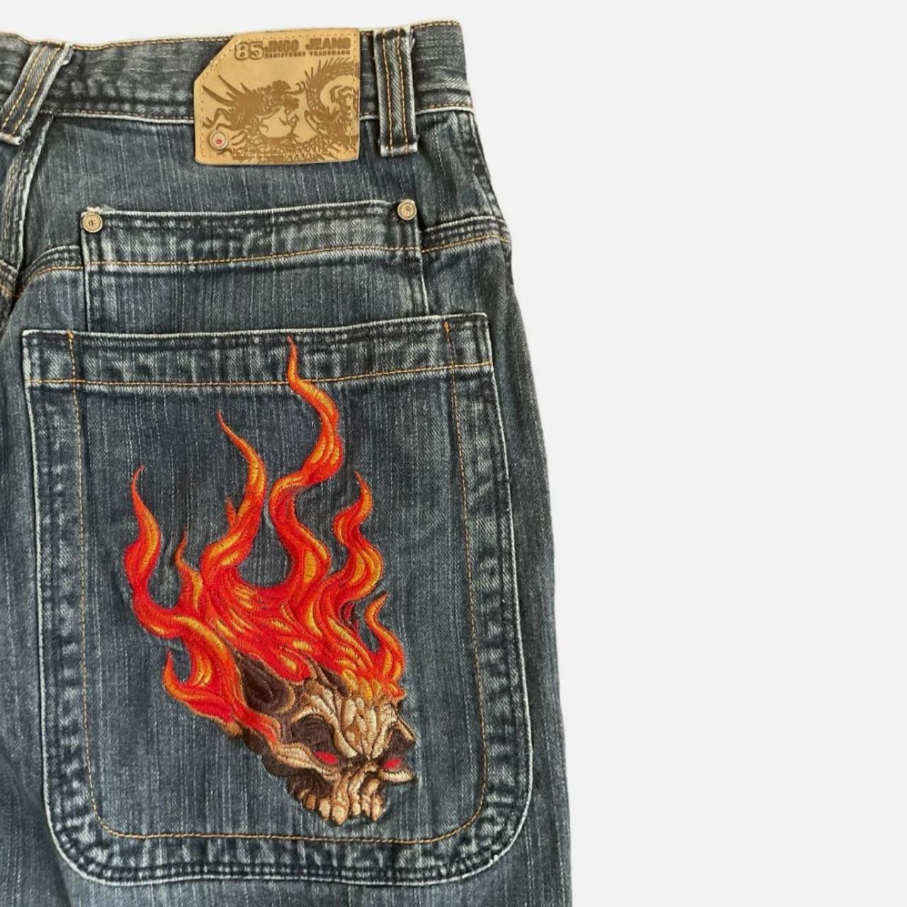 Jnco Jeans Flaming Skull Tribals Skateboard Wide Leg Depop