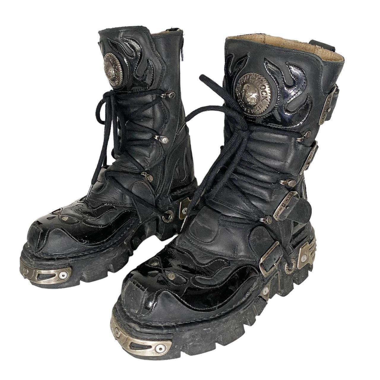 New Rock reactor boots 🖤 Black leather with PVC... - Depop