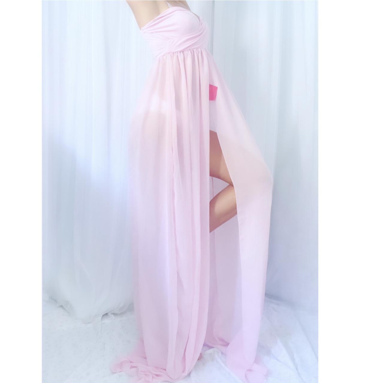 pink long maxi mesh dress so gorgeous it’s a... - Depop
