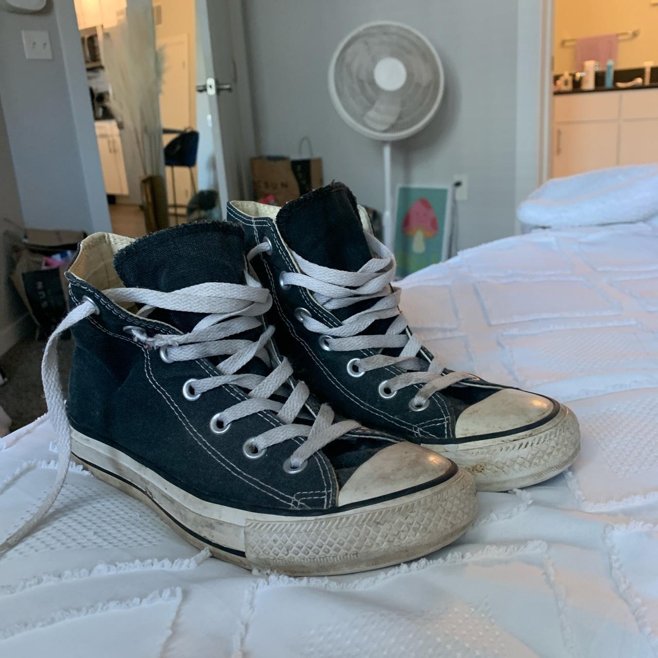 Used black high top converse - women’s size 7 need... - Depop