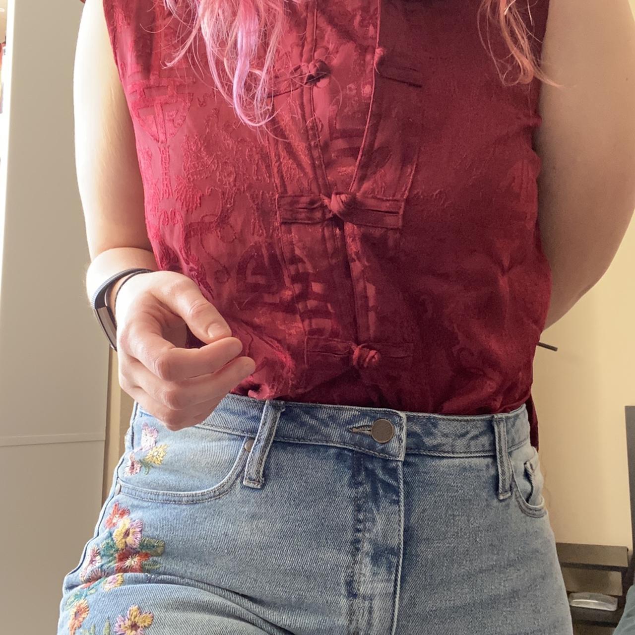 red 100% silk tank top size medium #red #silk - Depop