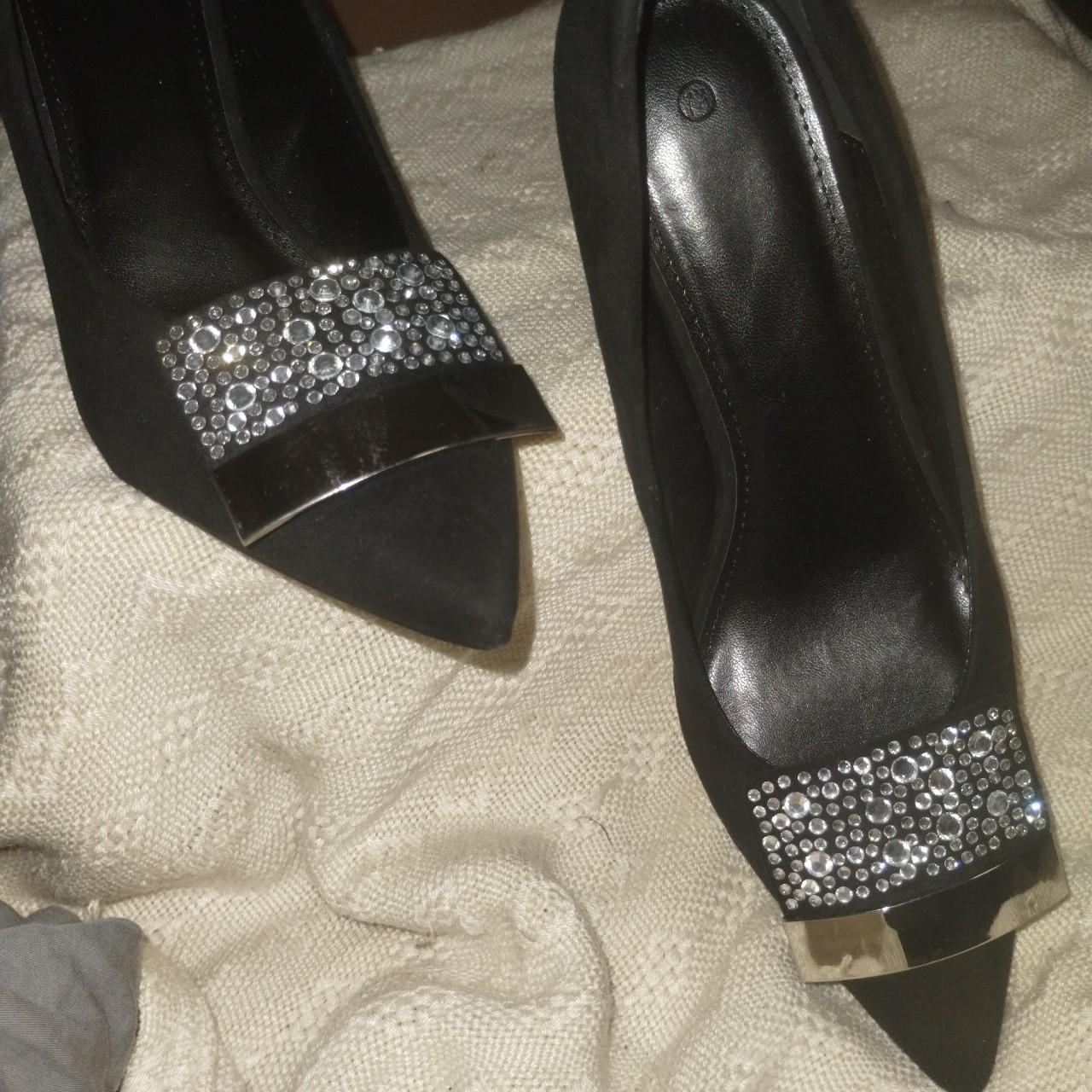 Vintage Rhinestone Slip-on High Heeled Princess... - Depop
