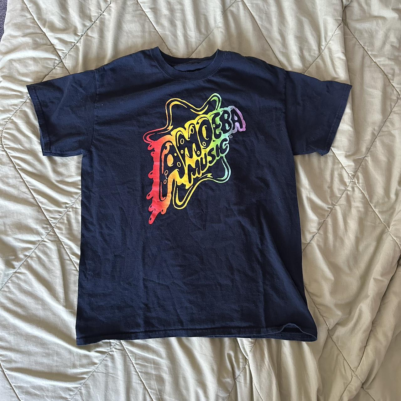 Amoeba Vinyl Tee Rainbow logo Great condition no... - Depop