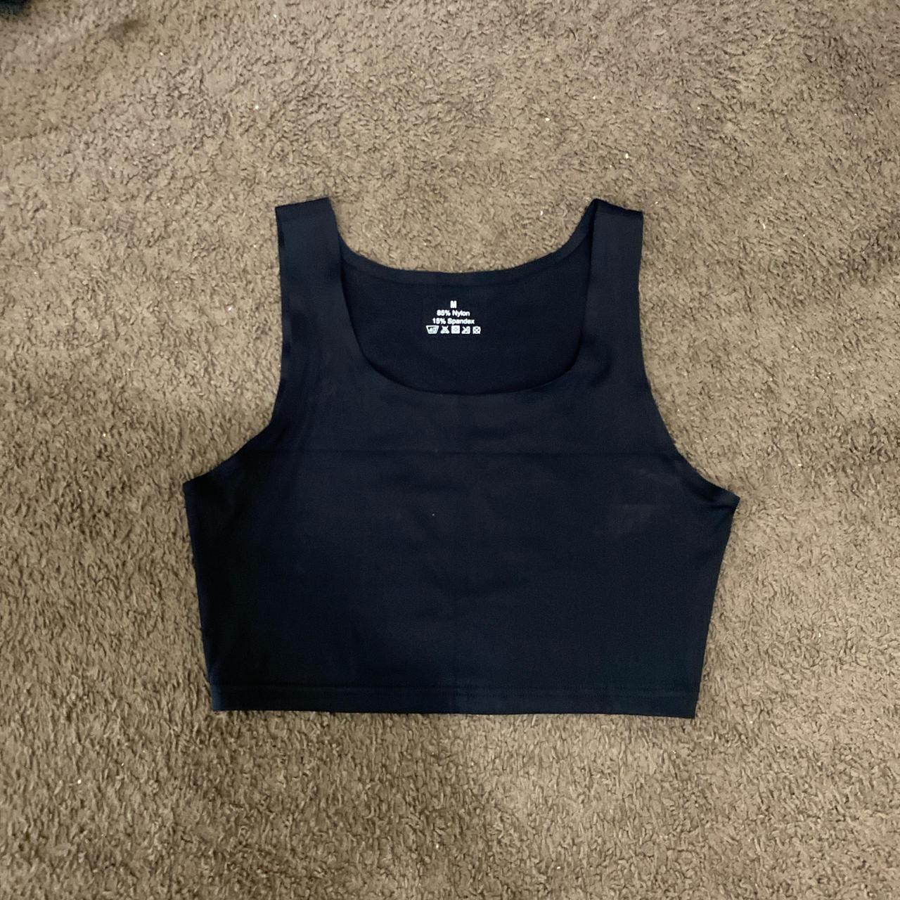 Cropped black tank top (great for working out) - Depop