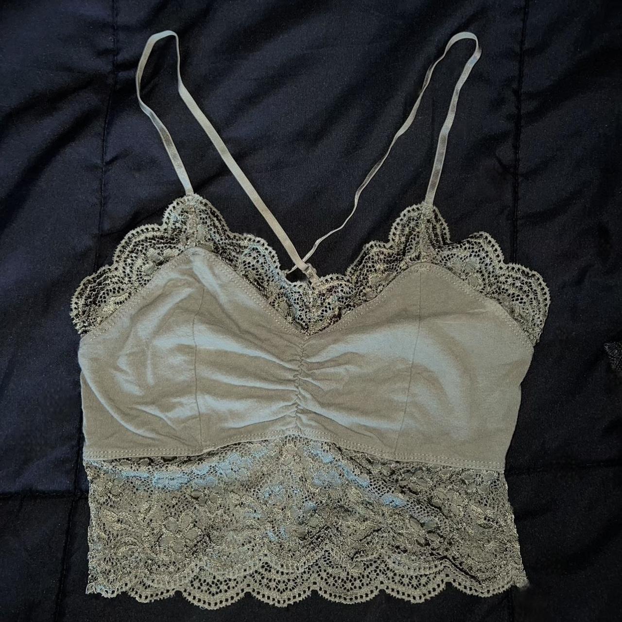 Brand// bozzolo Size// S Olive green cross back lace... - Depop