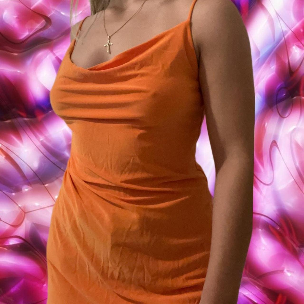 Orange nightclub Cowl Neck Midi Dress - in good... - Depop