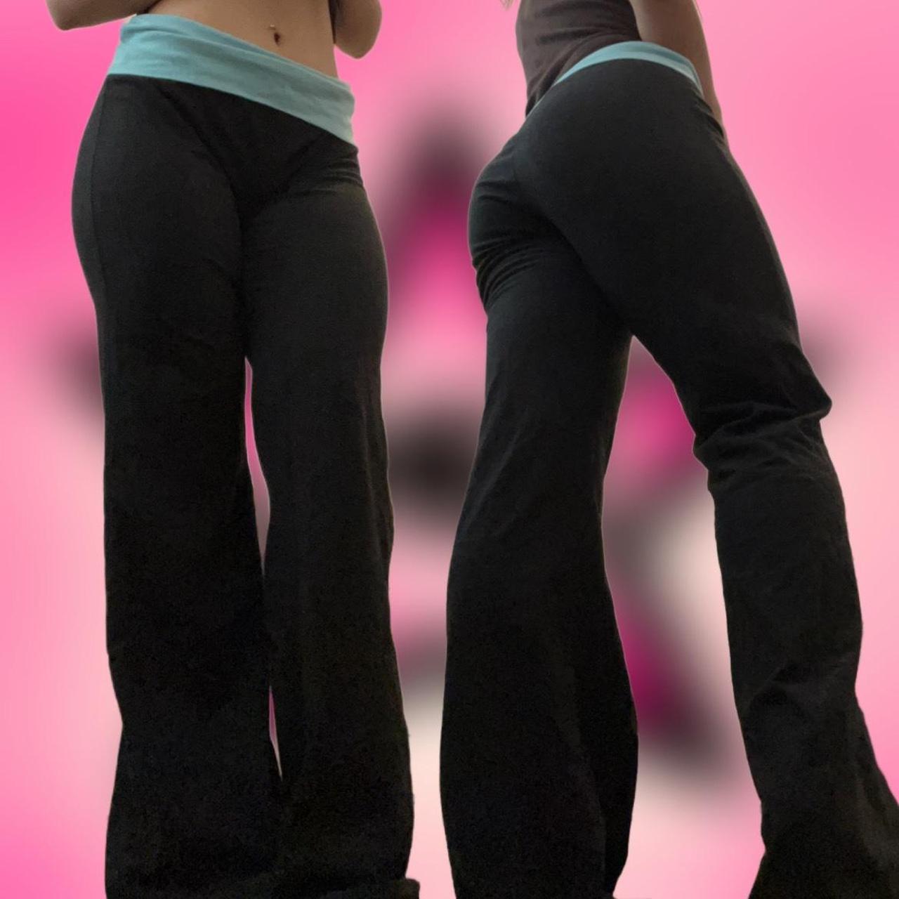 Adorable y2k flared fold over yoga pants ⭐️ in good... - Depop