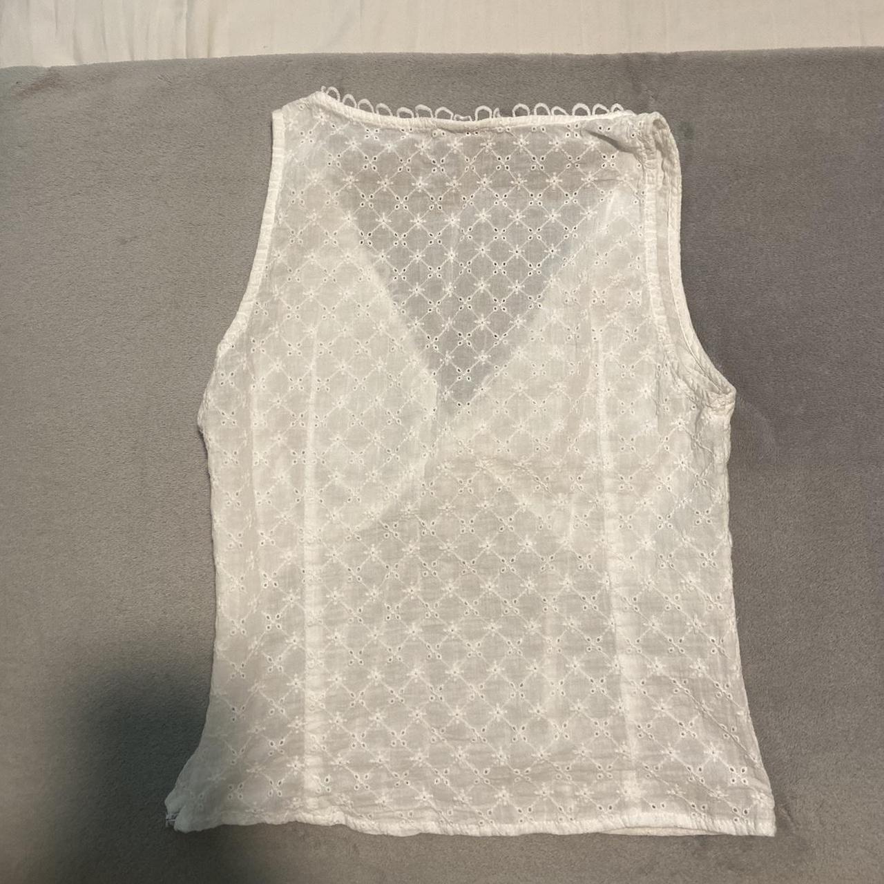 Princess Polly White Eyelet Tank •size 2/xs •10/10... - Depop
