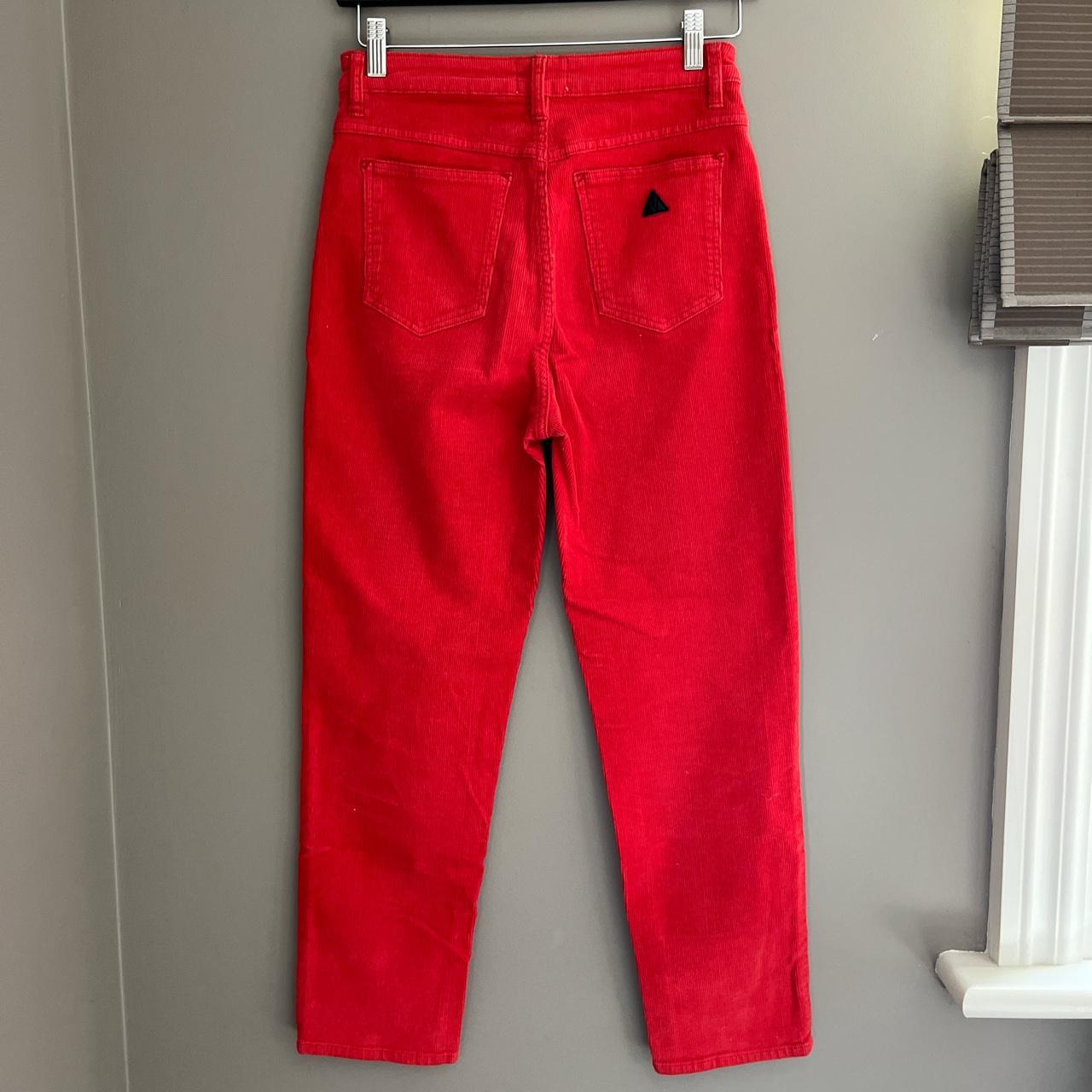 Abrand red corduroy 94’ high slim pants Size:... - Depop