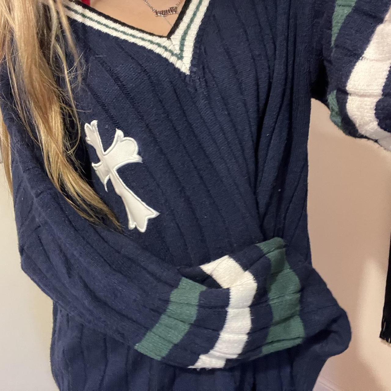 y2k autumn oversized knitted jumper - super... - Depop