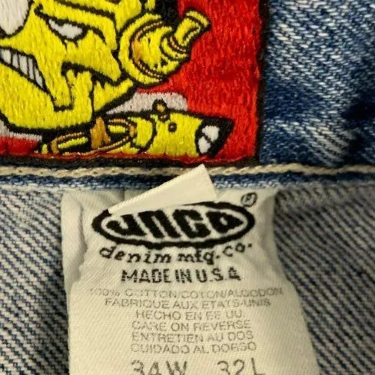 Jnco Men Indigo Vintage Leaping Lizard Printed Baggy... - Depop