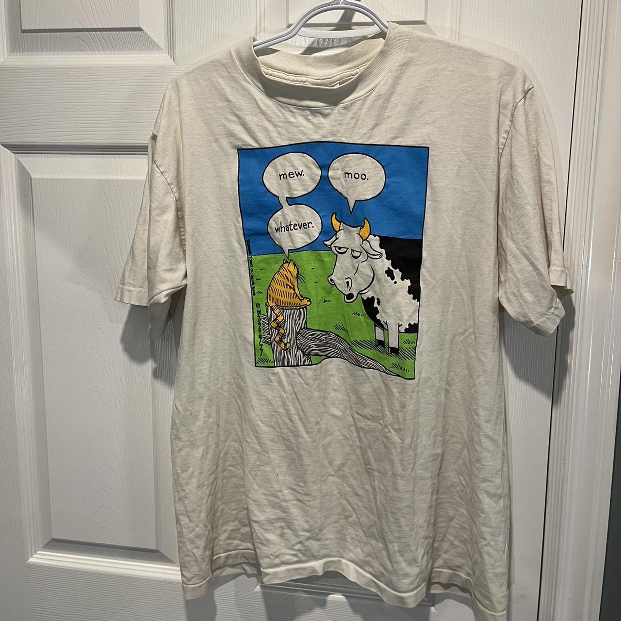 Mew. Moo. Whatever. Garfield VTG L (44) T-Shirt... - Depop
