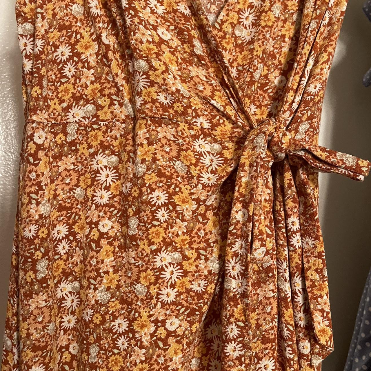Fall Floral Wrap Dress - Depop