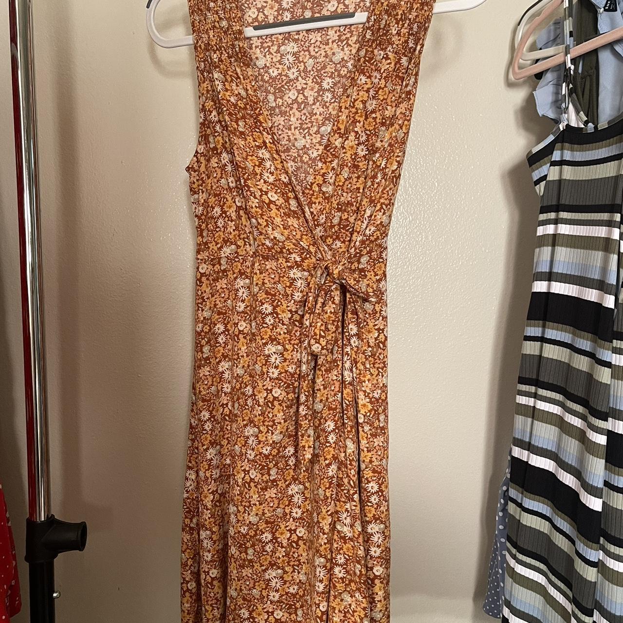 Fall Floral Wrap Dress - Depop
