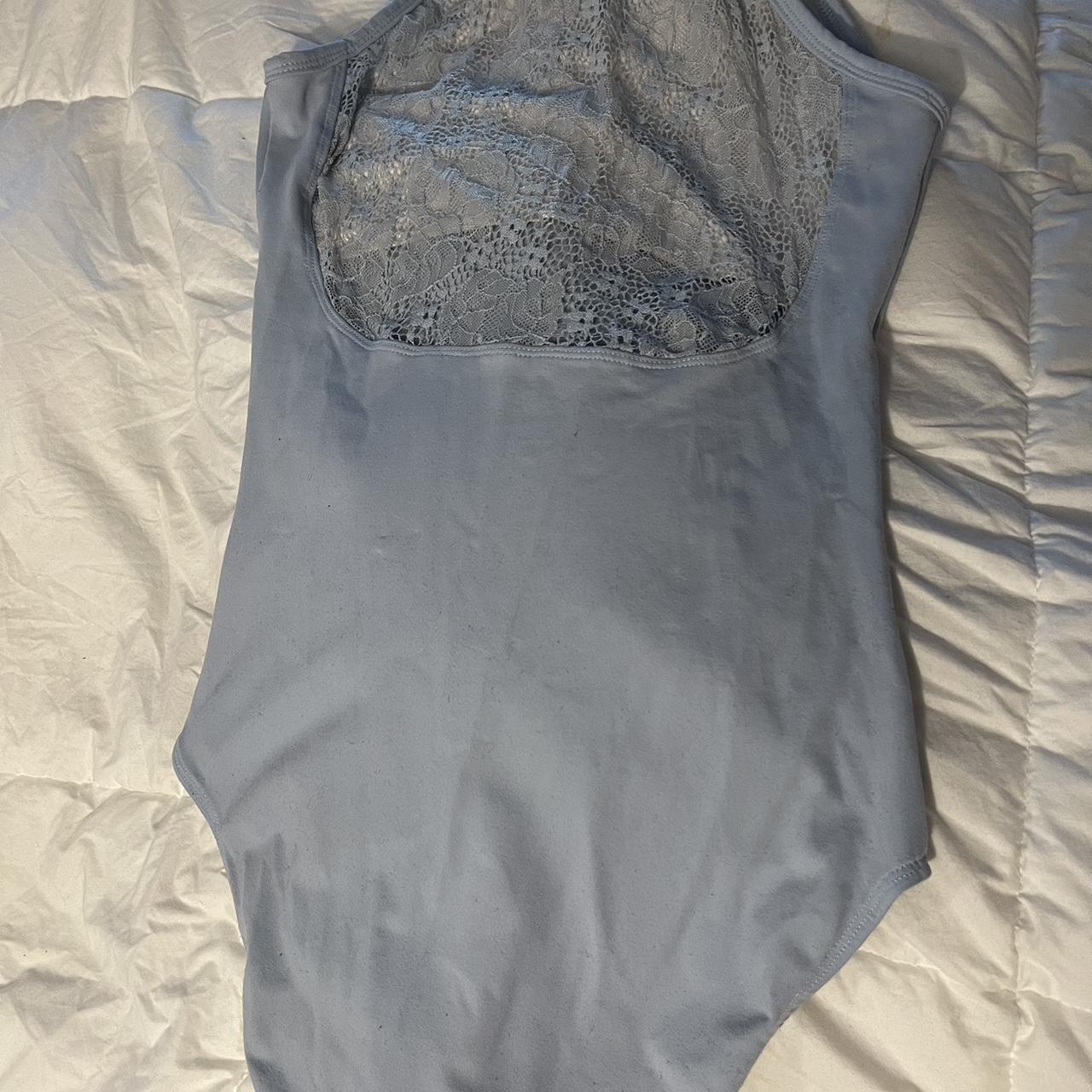 Baby Blue Lace back Leotard Size M - Depop