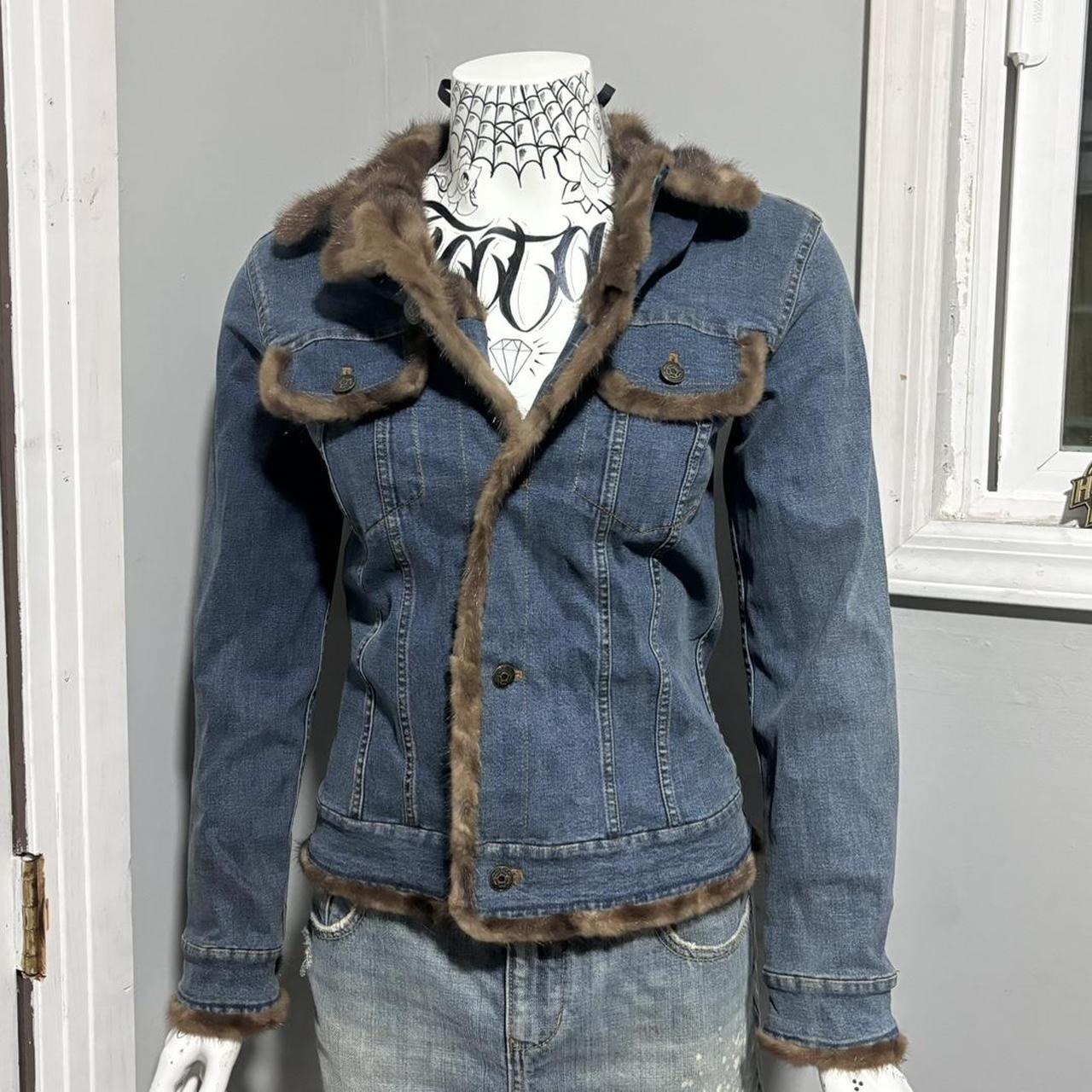 Y2k Blue denim jacket with faux fur trim Super cute... - Depop