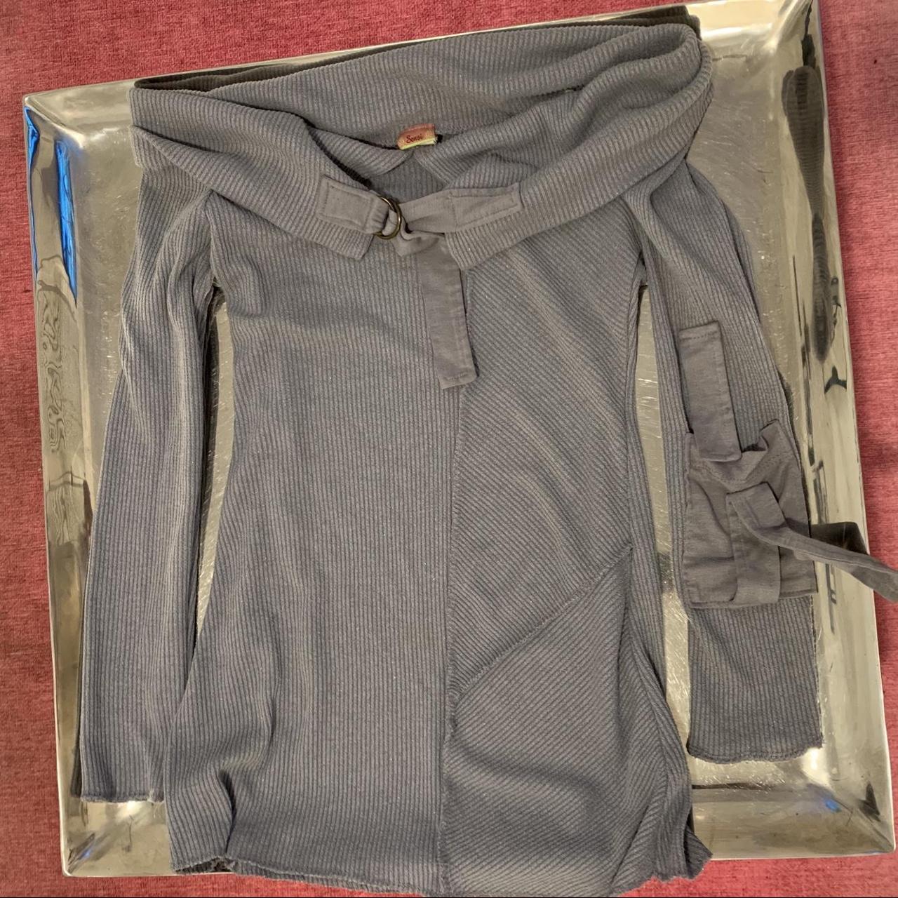 cop copine style top off the shoulder grey fits a s... - Depop