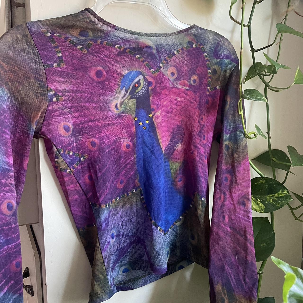 Gorgeous vintage mesh peacock top. It’s super unique... - Depop