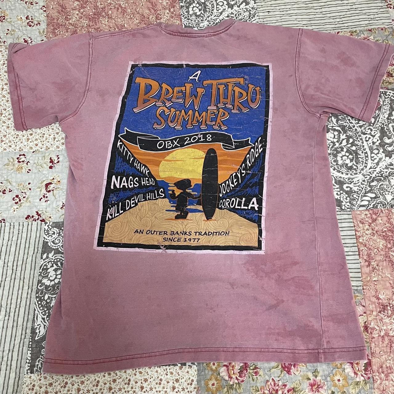 outer banks ‘brew thru’ pink tshirt - naturally... - Depop