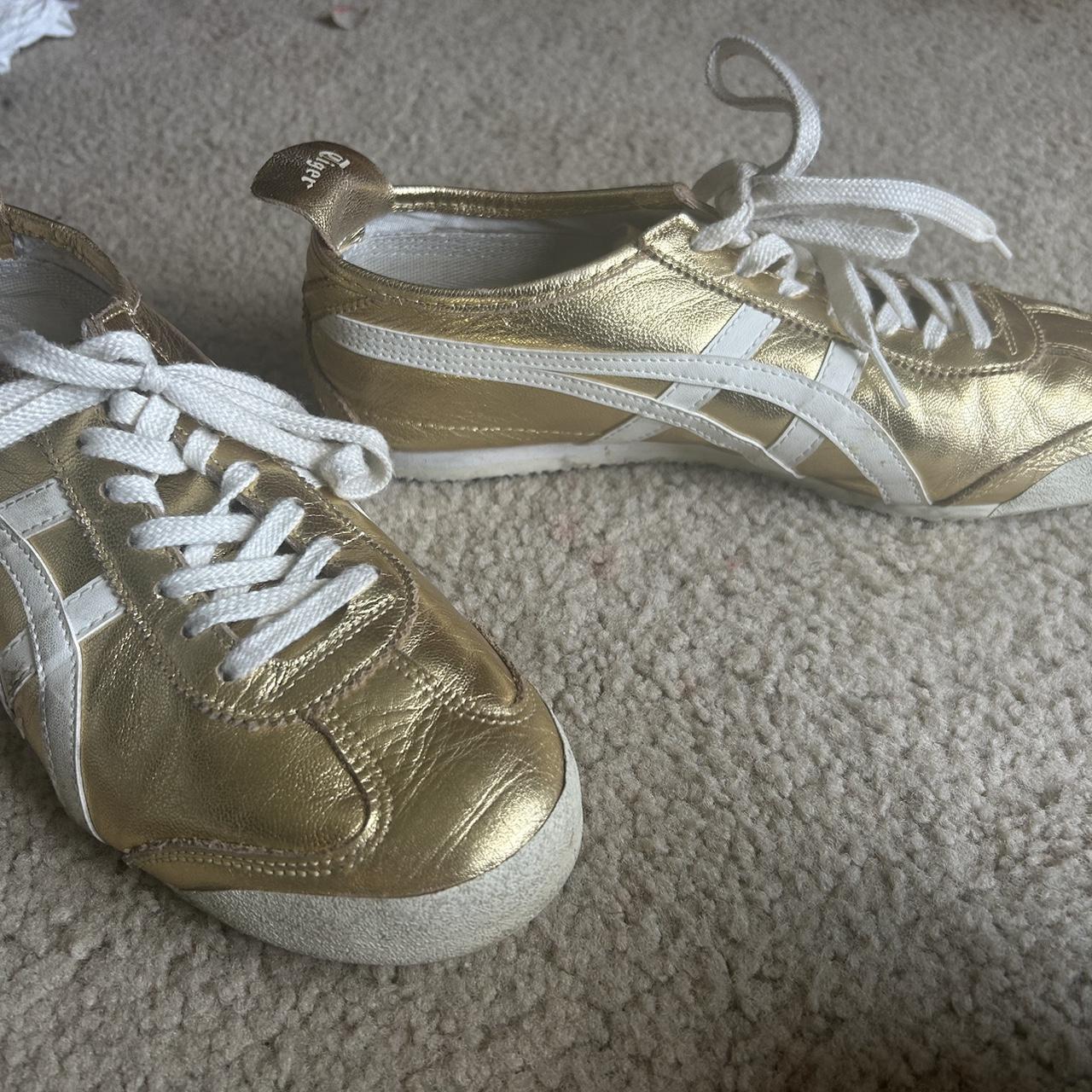 Onitsuka tiger gold sneaker size 10 excellent... - Depop