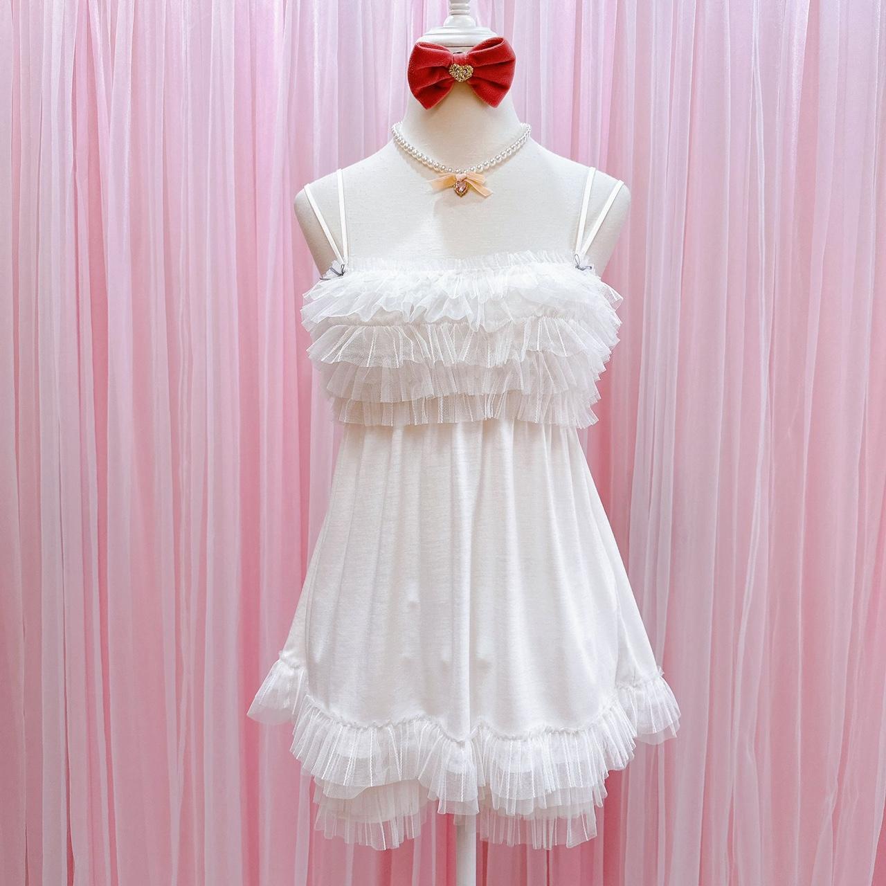 🍒Japanese brand White ruffle cami bloomers layer... - Depop