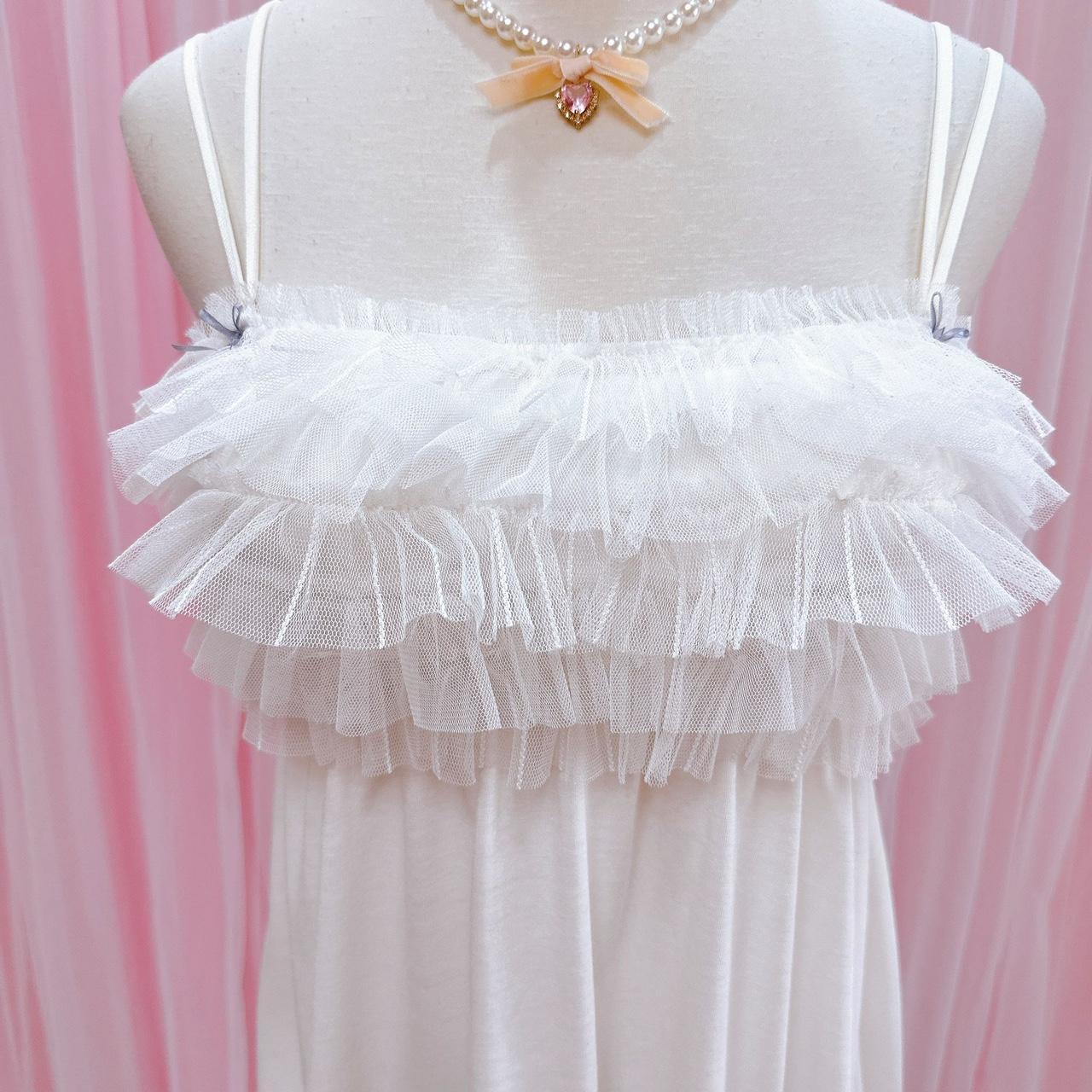 🍒Japanese brand White ruffle cami bloomers layer... - Depop