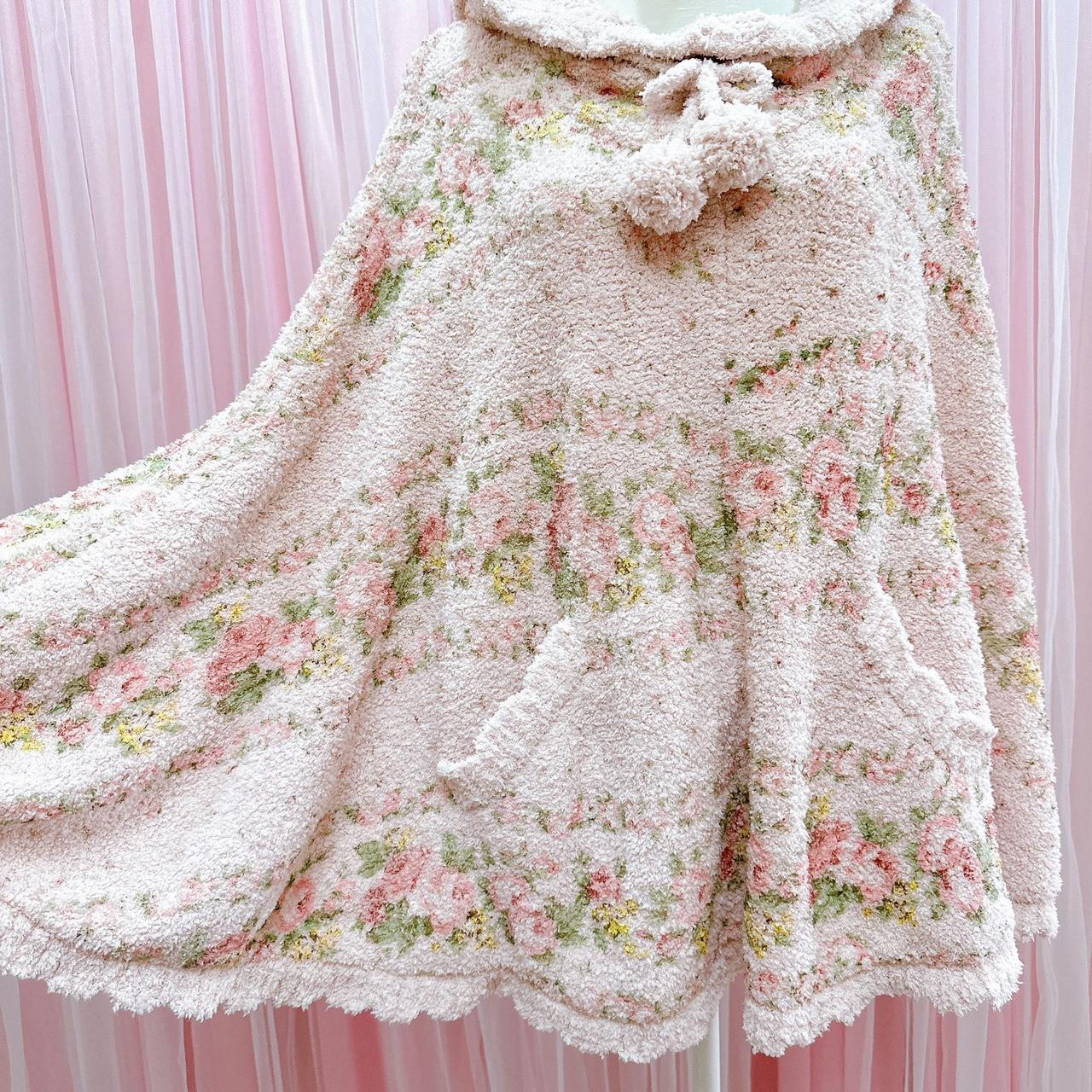🍒Japan brand Liz Lisa rose print pompom poncho in... - Depop