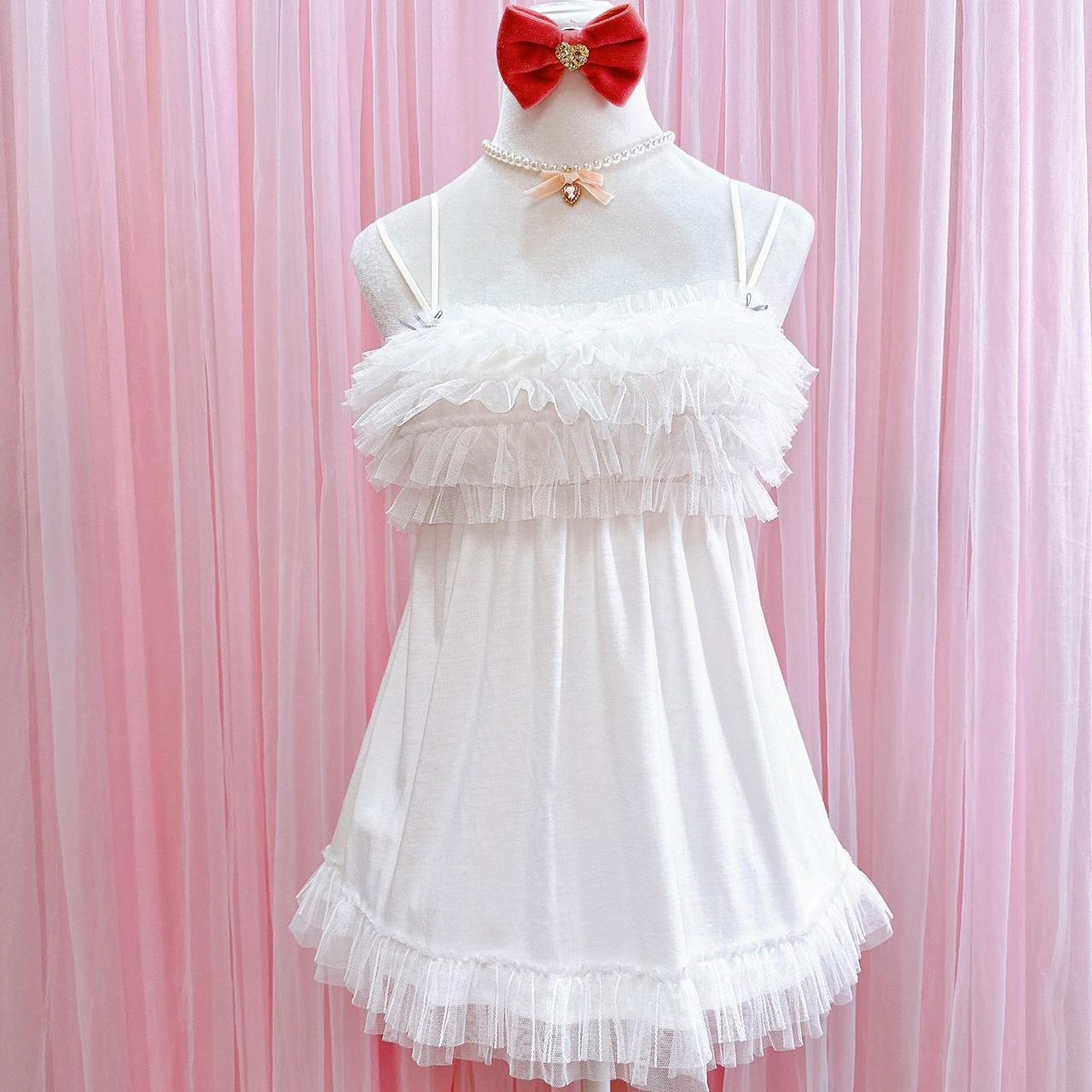 🍒Japanese brand White ruffle cami bloomers layer... - Depop