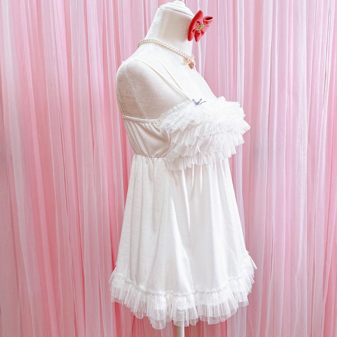 🍒Japanese brand White ruffle cami bloomers layer... - Depop
