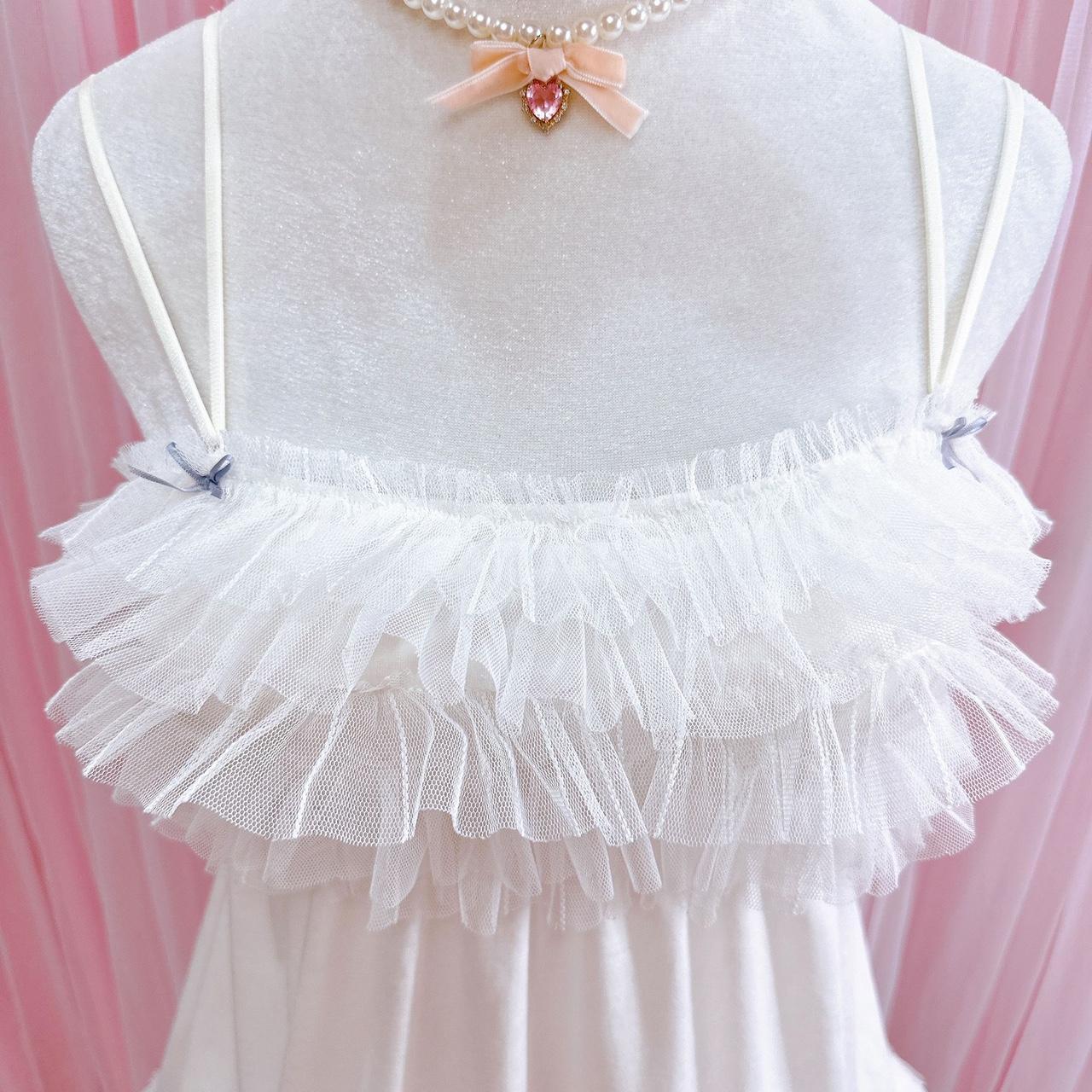 🍒Japanese brand White ruffle cami bloomers layer... - Depop
