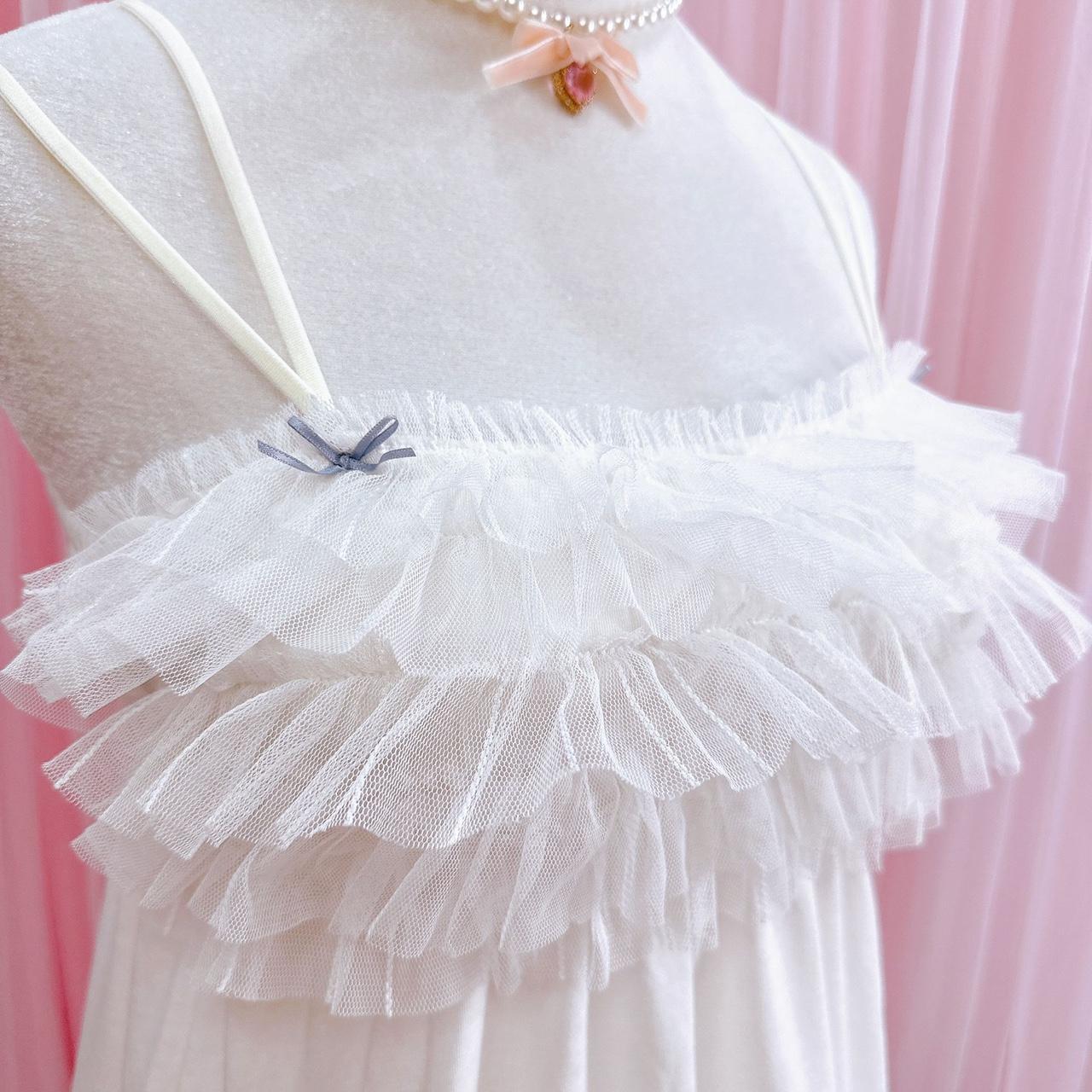 🍒Japanese brand White ruffle cami bloomers layer... - Depop