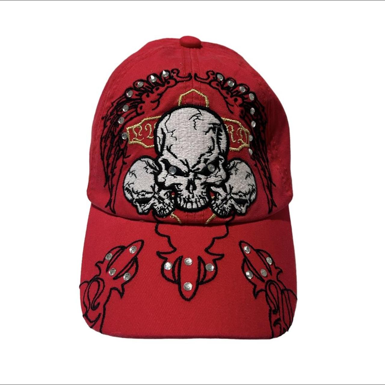 2000’s inspired affliction skull hat -adjustable... - Depop
