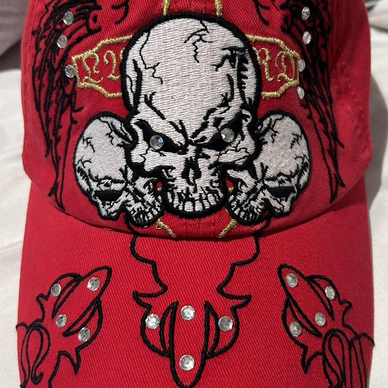 2000’s inspired affliction skull hat -adjustable... - Depop