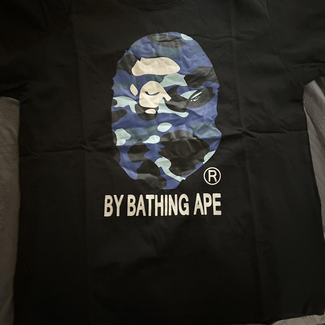 A Bathing Ape Color Camo College Tee - Black/Blue... - Depop
