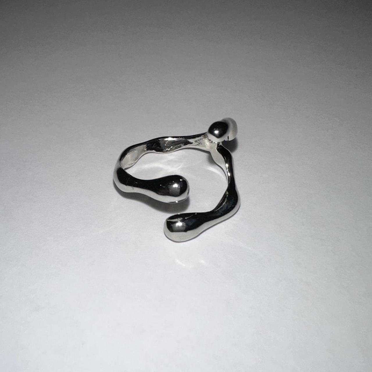 melted chrome silver ring size: 7 free... - Depop