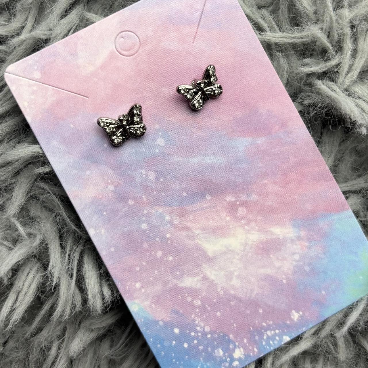 Small Butterfly earrings with stones Trendy... | Depop