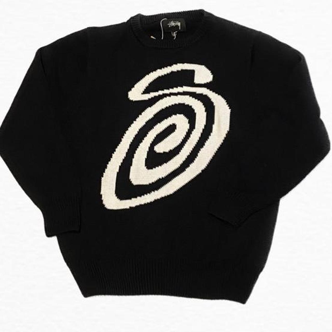 BLACK STUSSY KNIT SWEATER SIZE MEDIUM BRAND... - Depop