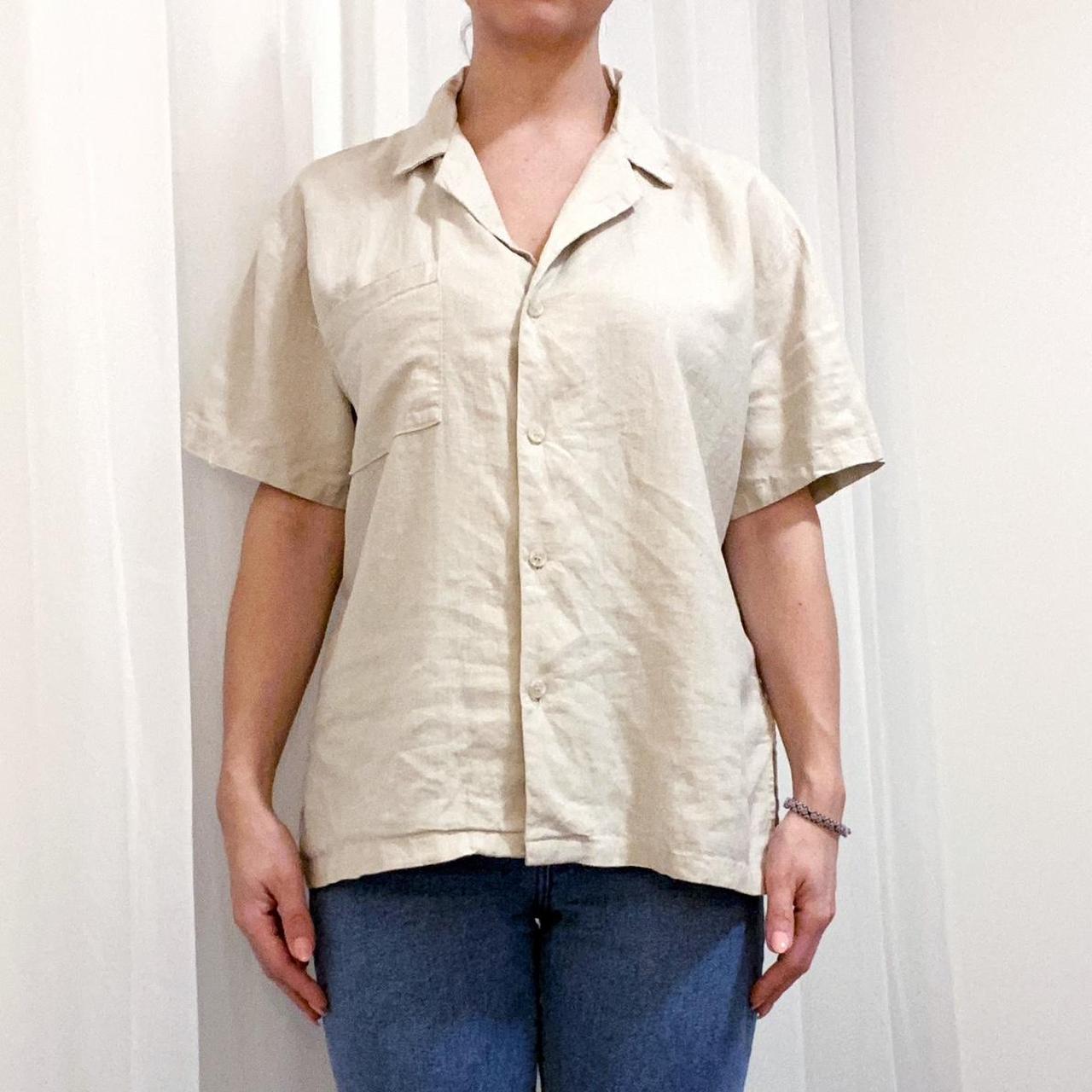 COTTON ON beige button up shirt with short... - Depop